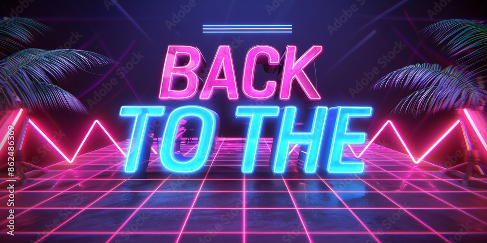 Vintage futuristic rear view 80s with popular synthwave vaporwave ...