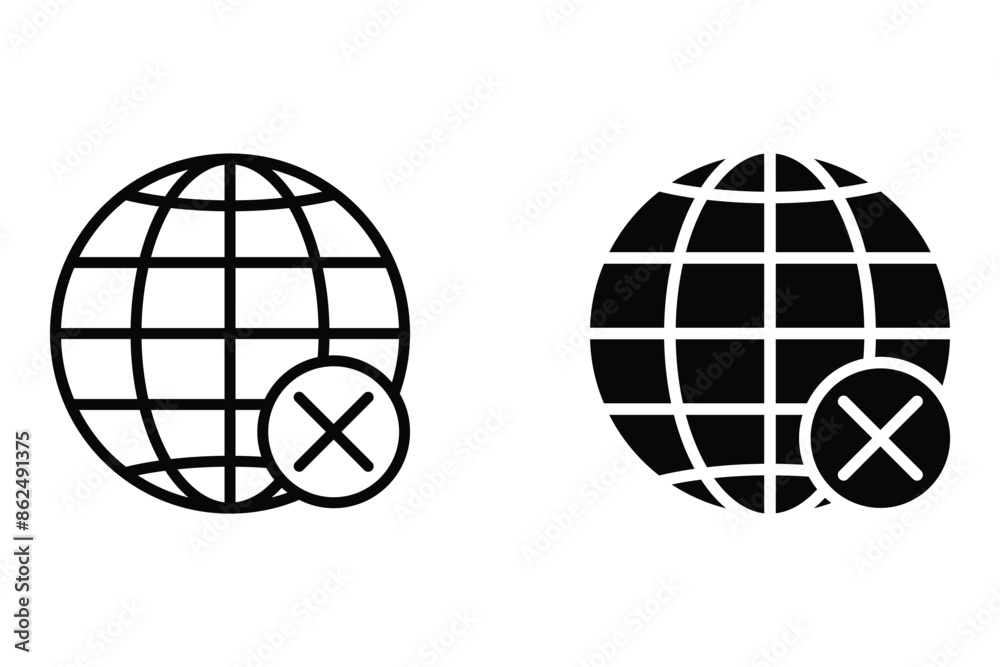 No wire internet connection. Wifi disconnected icon. No signal. Vector ...