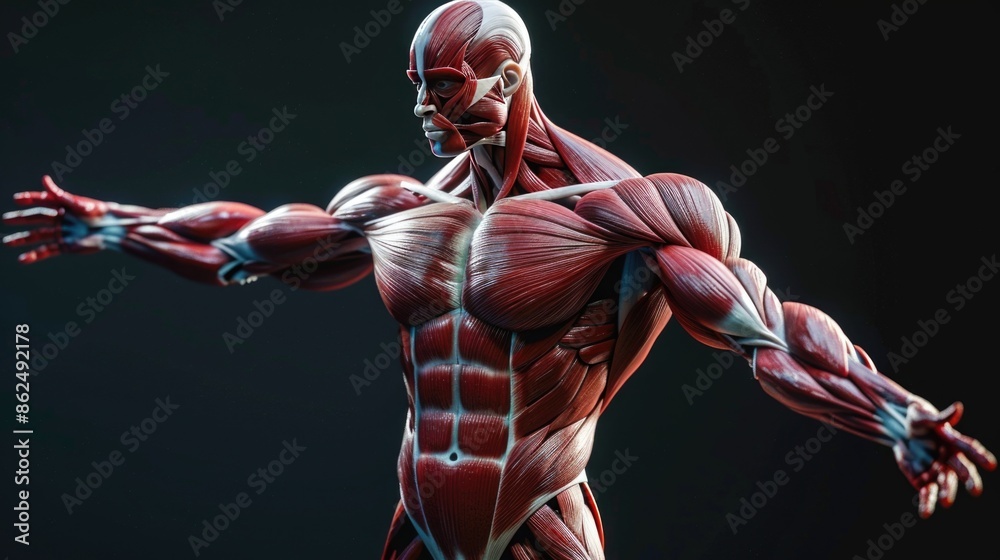 Image of well-developed upper body muscles of the human body. Stock ...