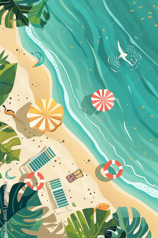 Beach Vacation Vector Illustration. This vibrant vector illustration ...