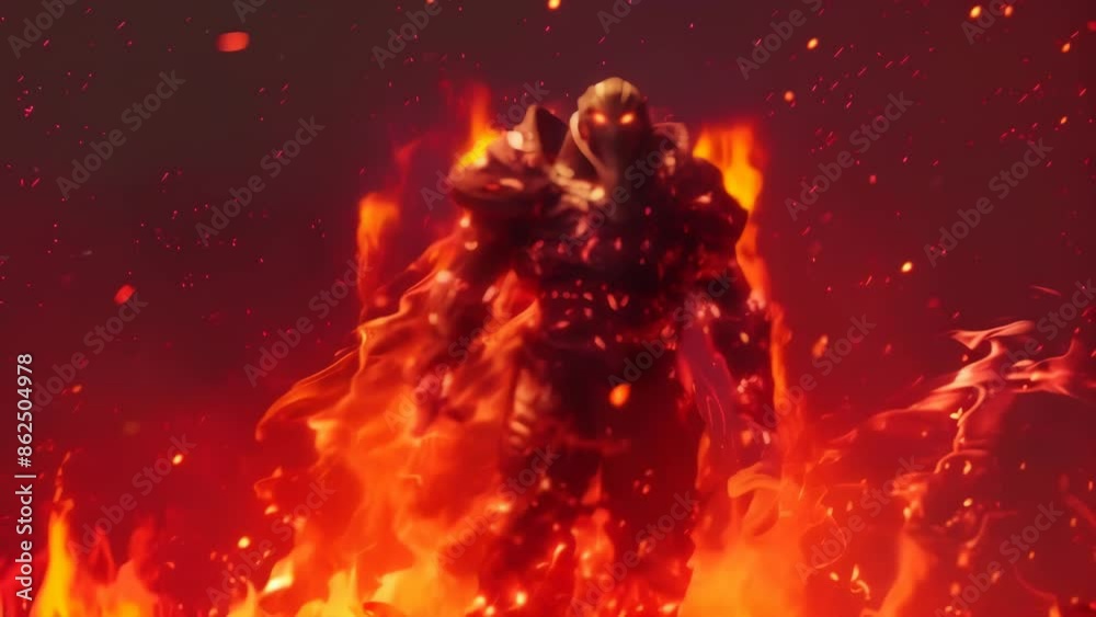 Video „Elemental guardian emerges from crackling red and ember ...