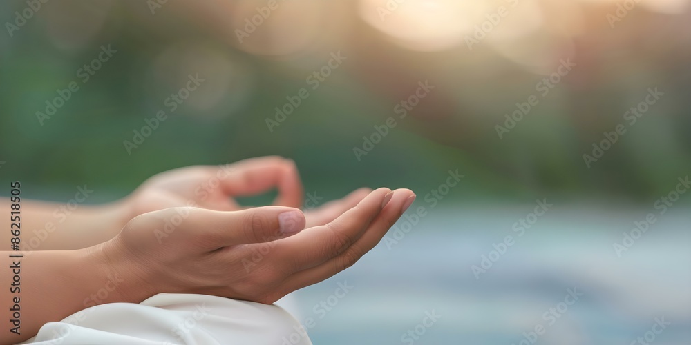 Hands in mudras during yoga meditation session by practitioners ...