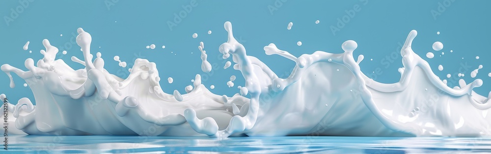 splattered milk splash, pouring white liquid flow for low, full ...