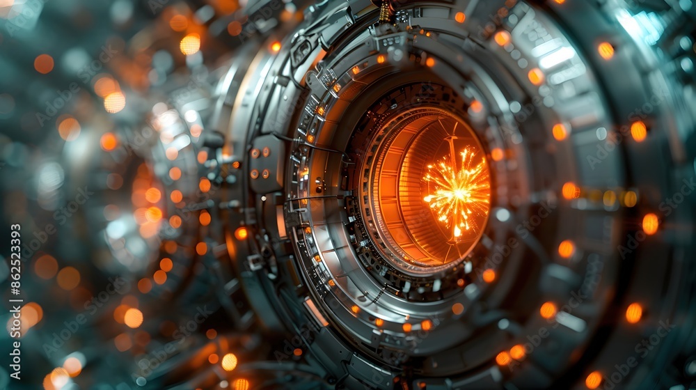Compact Fusion Reactor:Pulsing Energy,Technicians Inspecting Sleek ...