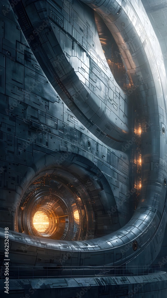 Futuristic Tokamak Reactor Prototype,Glowing Plasma Swirling in Massive ...