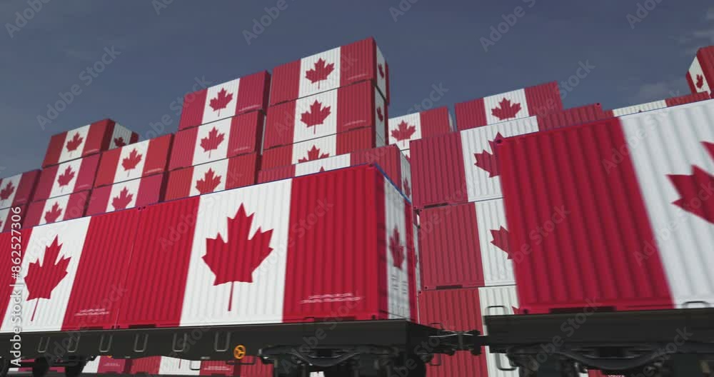 Canada export production and import containers on a freight wagons loop ...