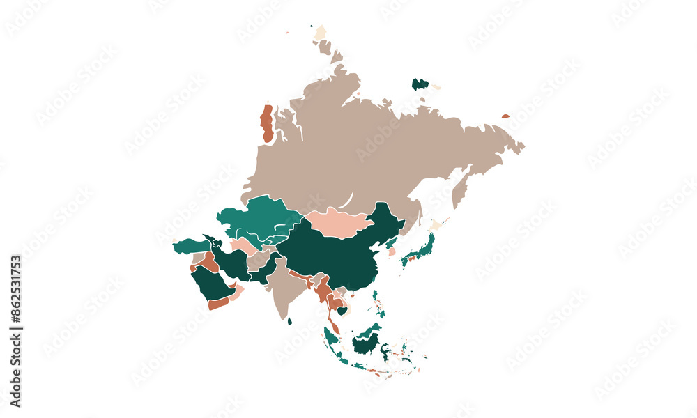 Map of Asia isolated modern colorful style. for website layouts ...
