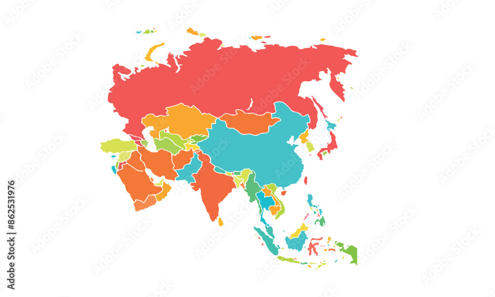 Map of Asia isolated modern colorful style. for website layouts ...