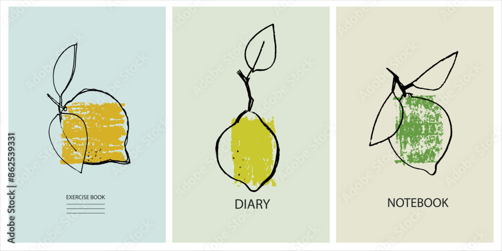 Set of cover page templates based on creative images. Cover or ...