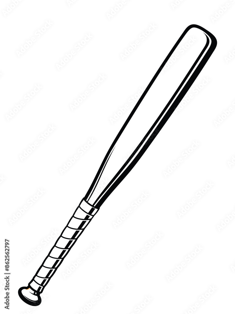 simple classic wooden baseball softball bat outline vector illustration ...