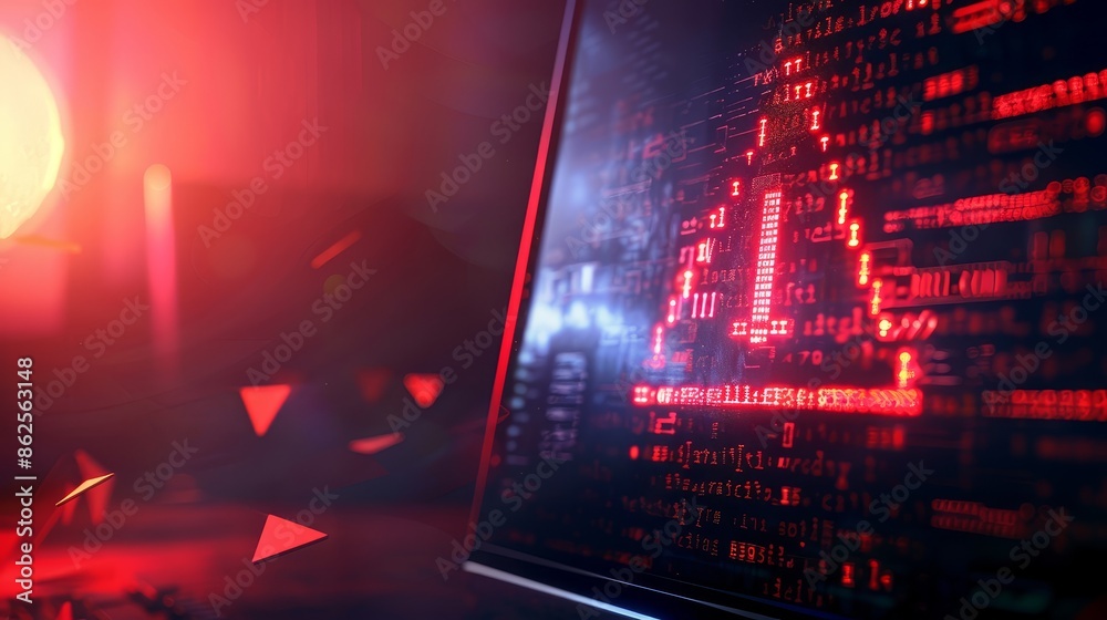 Warning pop-up computer screen of system has been hacked after cyber attack on computer network ...