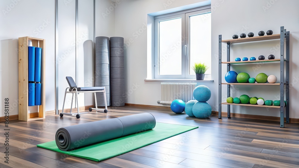 Dedicated corner with foam rolling and mobility exercises equipment for ...