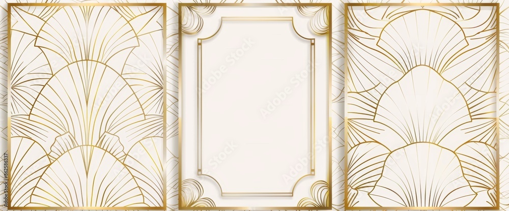 Stylish art deco wedding invitation card modern illustration for VIP ...