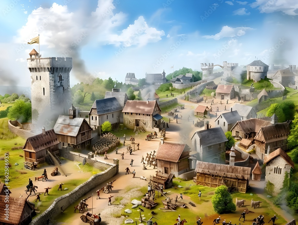 Remarkable Medieval Siege with Intricate Purlin Construction in ...