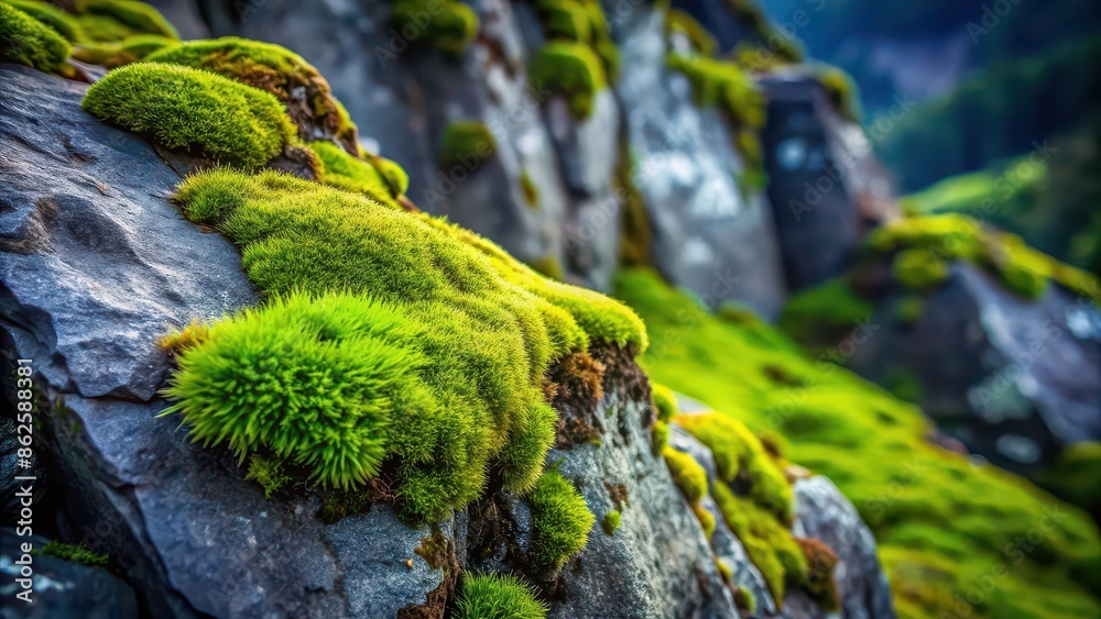 Green moss growing on rocky outcrop, adding a touch of nature to the ...