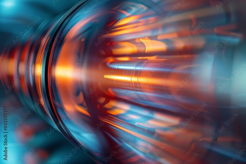 A close-up of the intense plasma within a Tokamak reactor, with vibrant ...