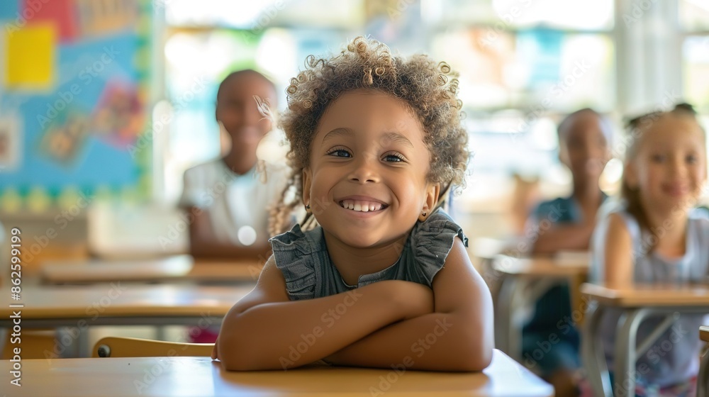 Produce a realistic image showing children in a classroom setting from ...