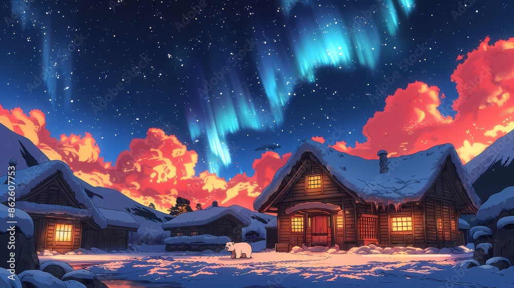 flat anime illustration, anime illustration, line art style ...