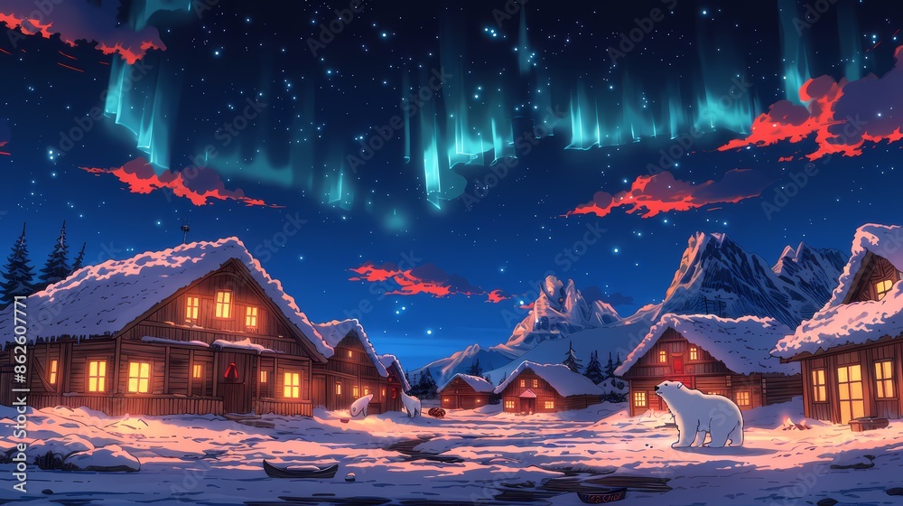 flat anime illustration, anime illustration, line art style ...