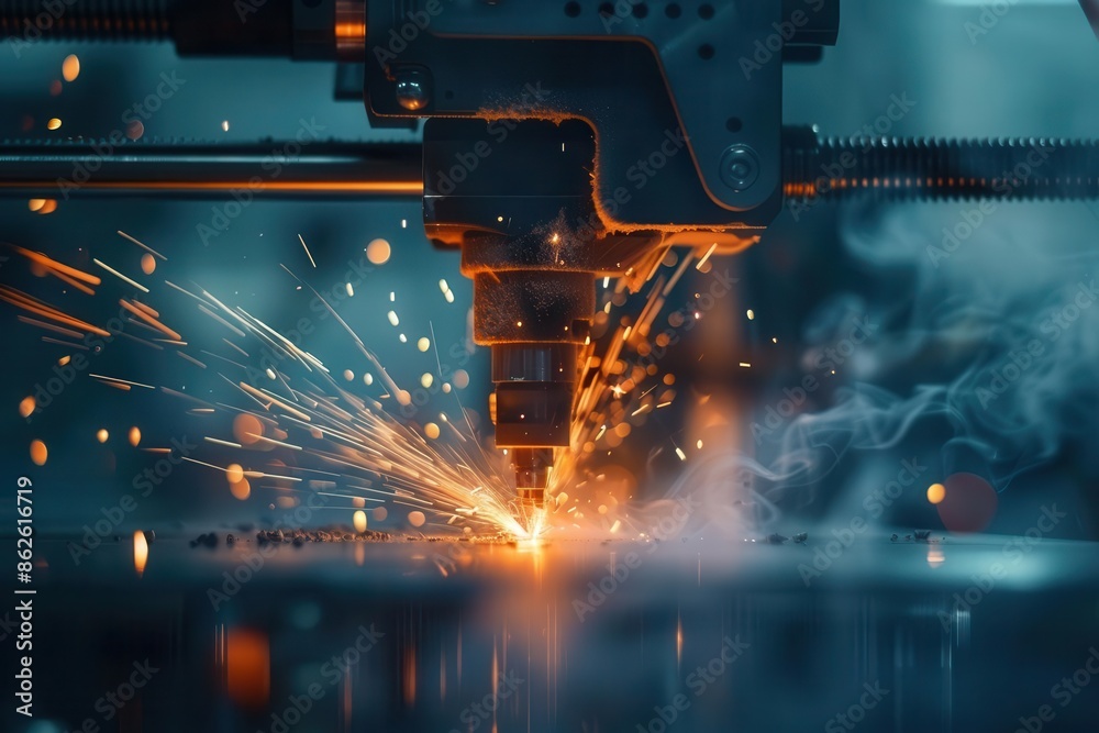 dynamic 3d printing scene laser beam melting metal powder dramatic ...