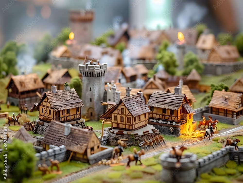 Medieval Siege Scene with Focus on Purlin Construction in Fortified ...