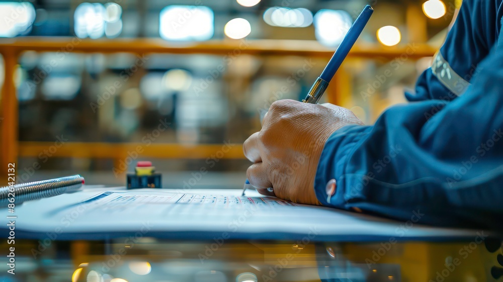 engineer write maintenance inspection check list record data for ...