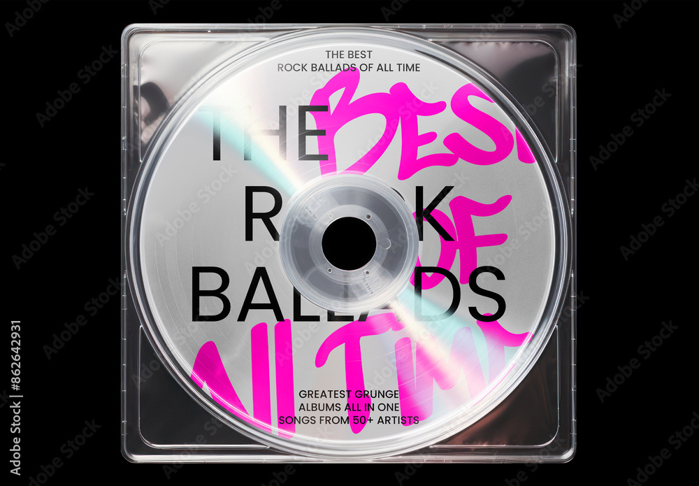 Chrome CD Disk Mockup With Generative AI Stock Template | Adobe Stock