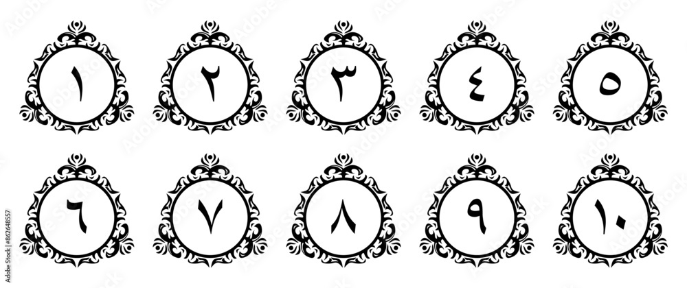 Arabic numerals with premium border decoration. illustration vector ...