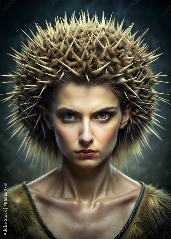 Portrait of a woman with spiky hair Stock Illustration | Adobe Stock