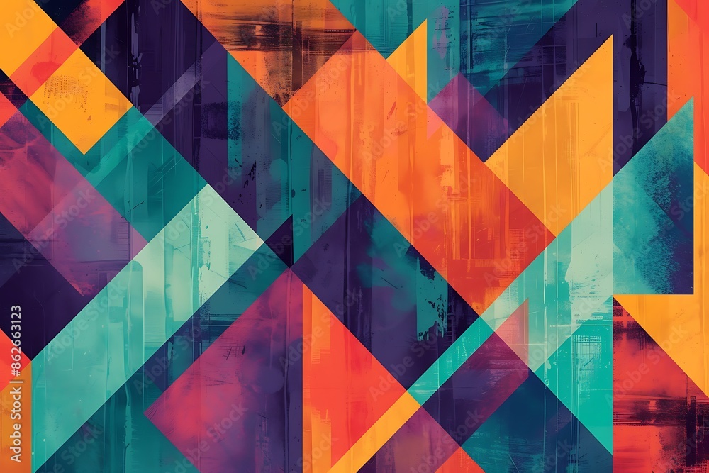 vibrant, high-contrast poster background with overlapping geometric ...