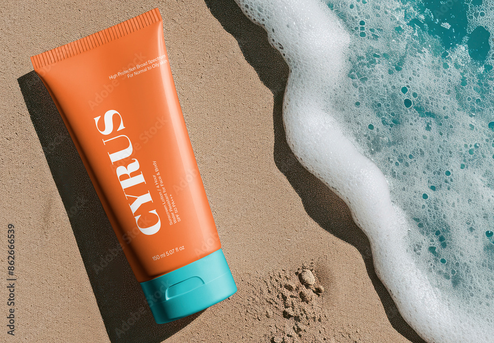 Sunscreen Tube Flat Lay Mockup With Generative AI Stock Template ...
