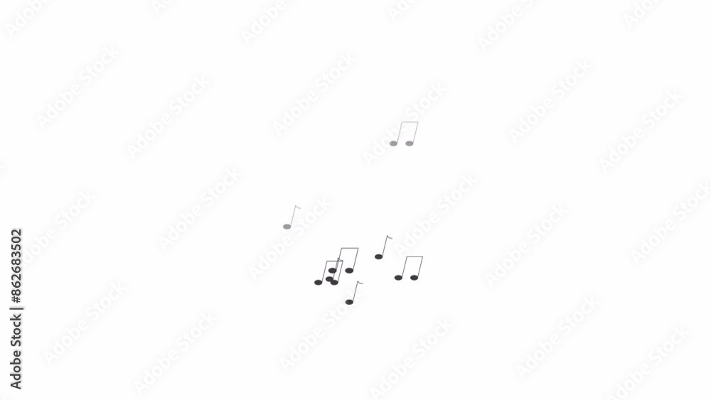 Floating bunch of music notes line 2D objects animation. Sound harmony ...