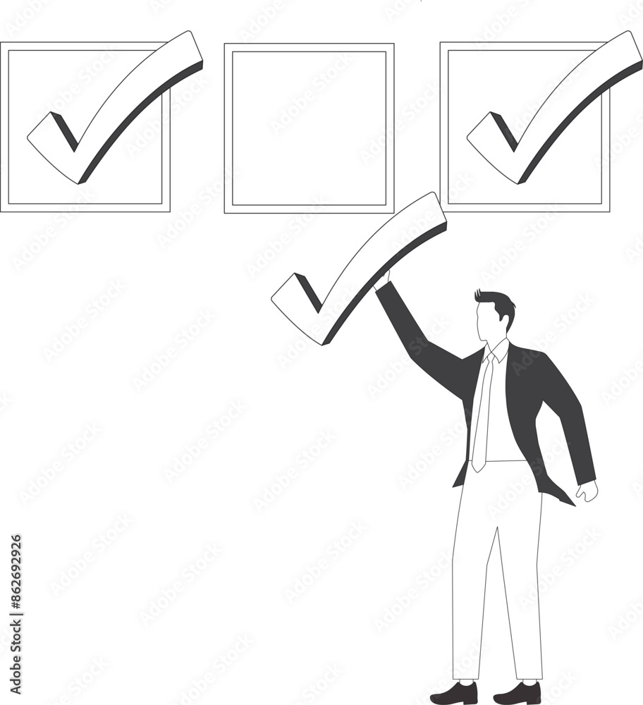 Checking the list Businessman, chooses check mark and puts it in the ...