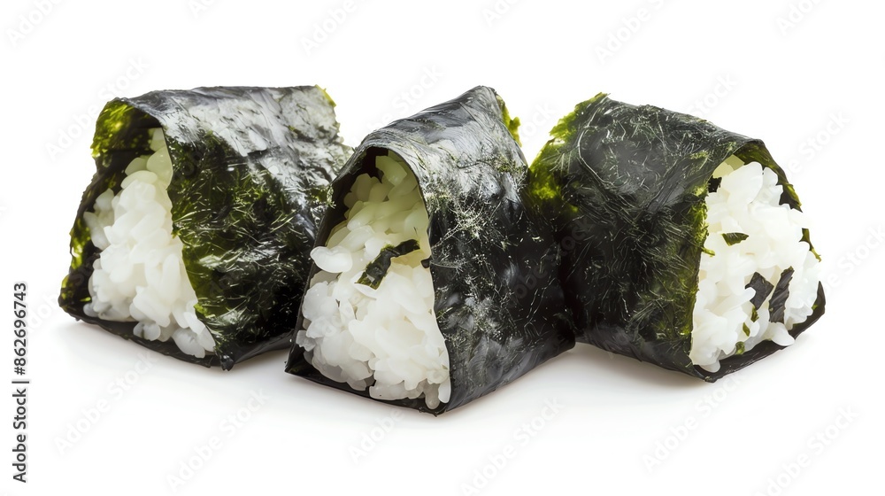 Onigiri, rice balls wrapped in seaweed, simple and traditional ...