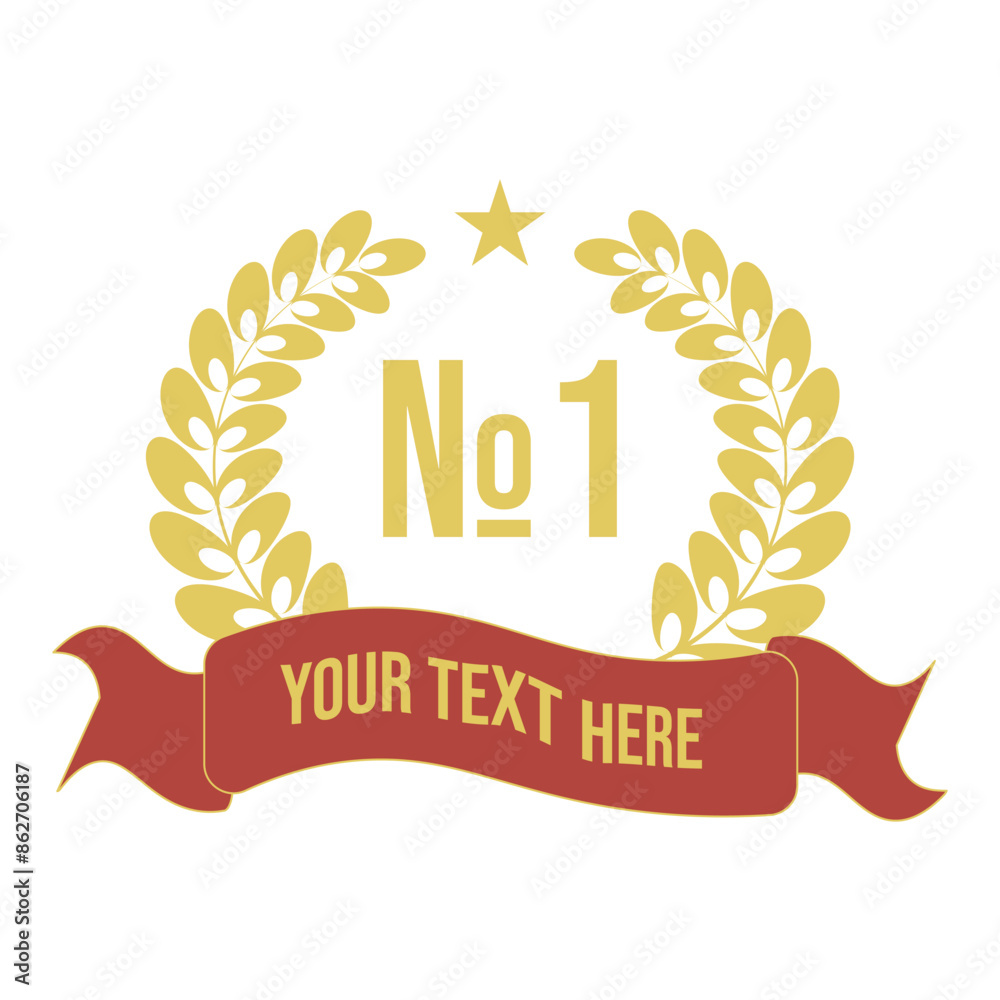 Number one simple gold Award Best Ranking isolted white. Flat style ...