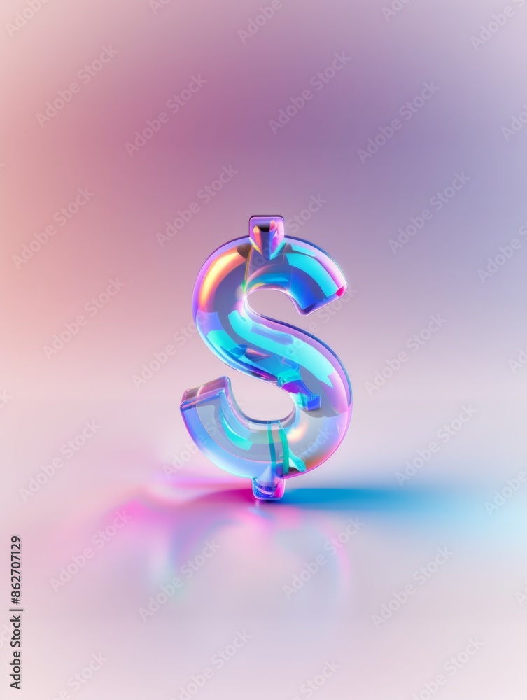 3D Translucent Glass PVC dollar sign symbol Icon with Color Gradient ...
