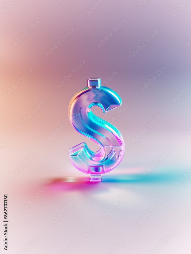ภาพประกอบสต็อก 3D Translucent Glass PVC dollar sign symbol Icon with ...