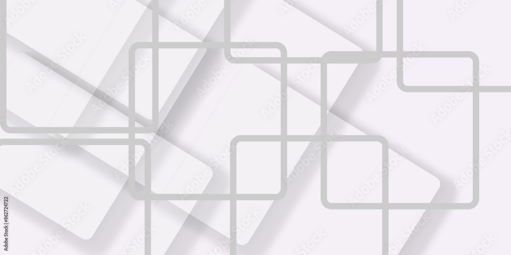 Abstract white and grey geometric overlapping square pattern, design of ...