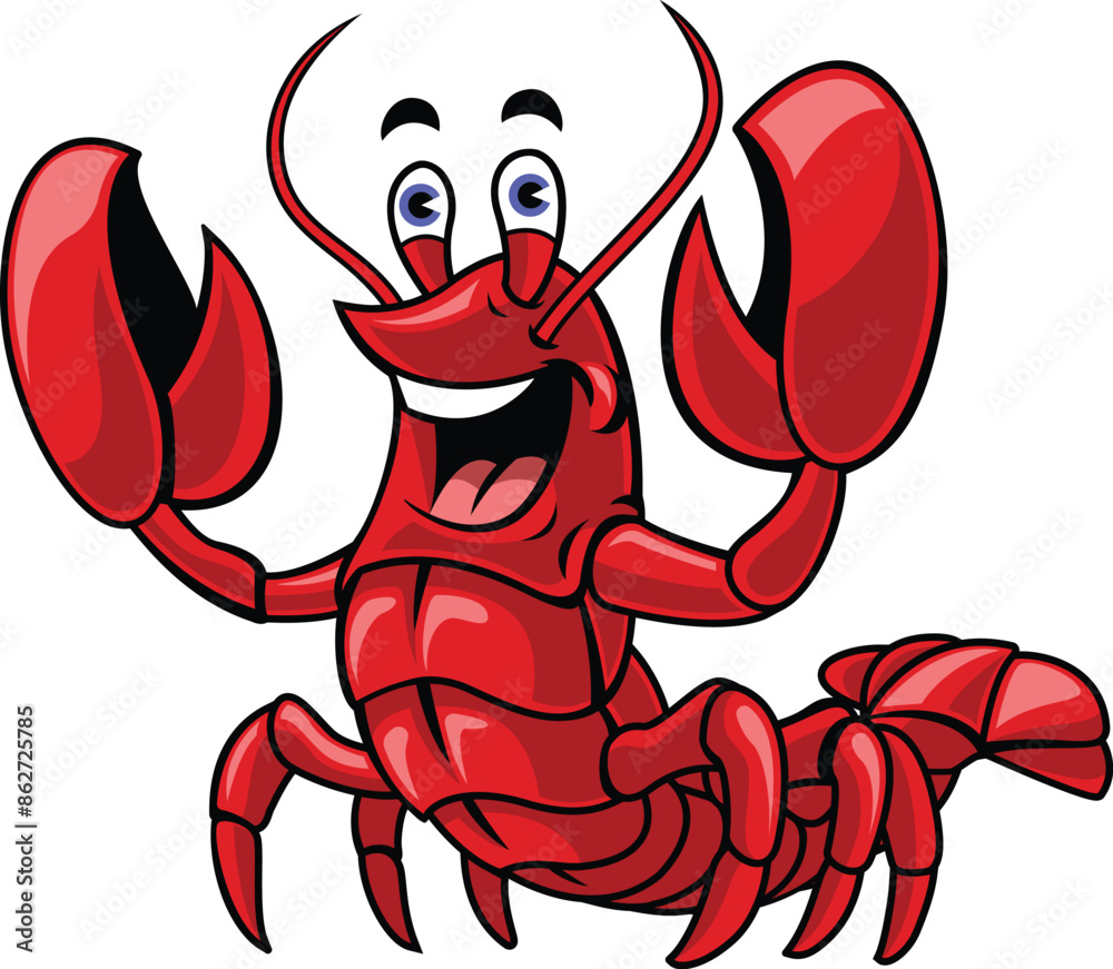 Cute lobster cartoon vector illustration isolated on white background ...