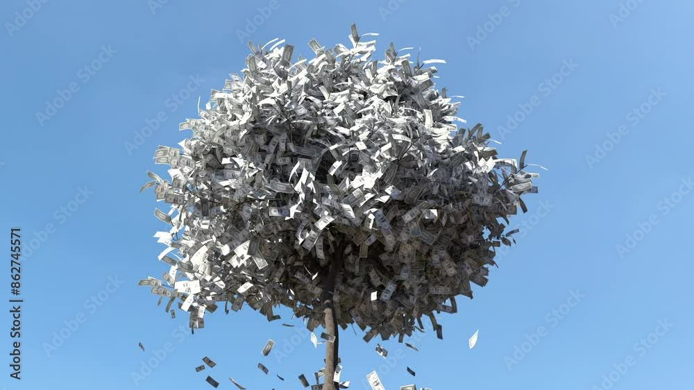 Dollar bill falling from the tree, Money falling from tree, Money fall ...