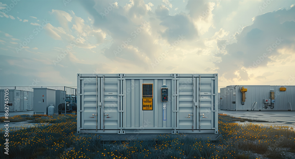 A 10ft containerized Battery Energy Storage unit stands amidst a ...