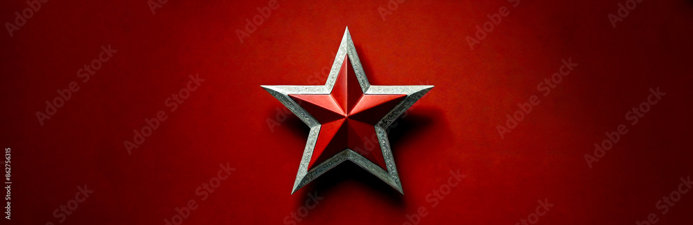Gold Star isolated on red background, Communism and socialism vector ...