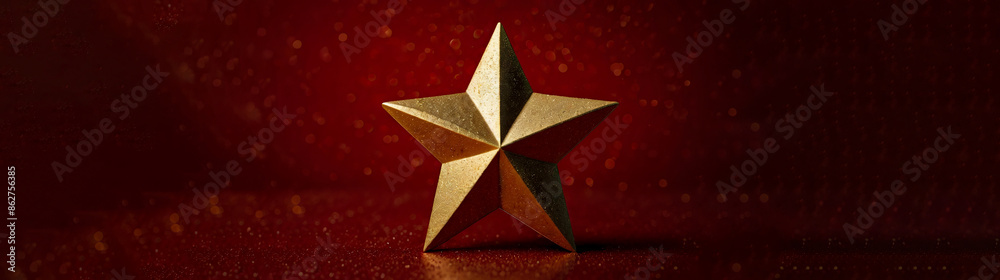Gold Star isolated on red background, Communism and socialism vector ...
