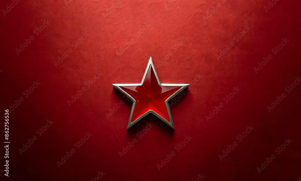 Gold Star isolated on red background, Communism and socialism vector ...