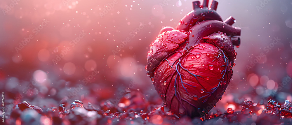 3d model of heart where myocardium appears textured rubyred terrain ...