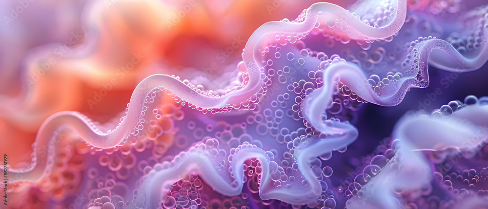 3d model of spleen where trabecula depicted textured deep purple band ...