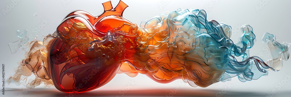 Delve into 3D heart model Imagine ventricles atria translucent shades ...