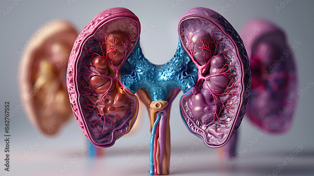 Dive into bladder's structure 3D Picture bladder in vibrant pink the ...