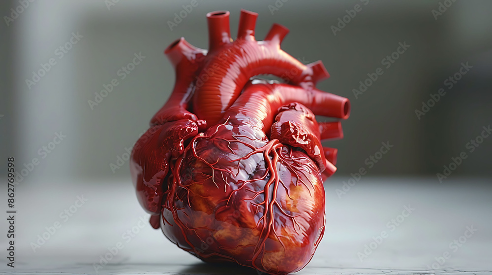 Dive into cardiovascular system 3D Picture heart model where left ...