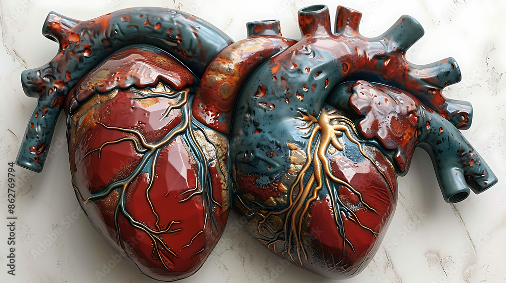 Dive into cardiovascular system 3D Picture heart model where left ...